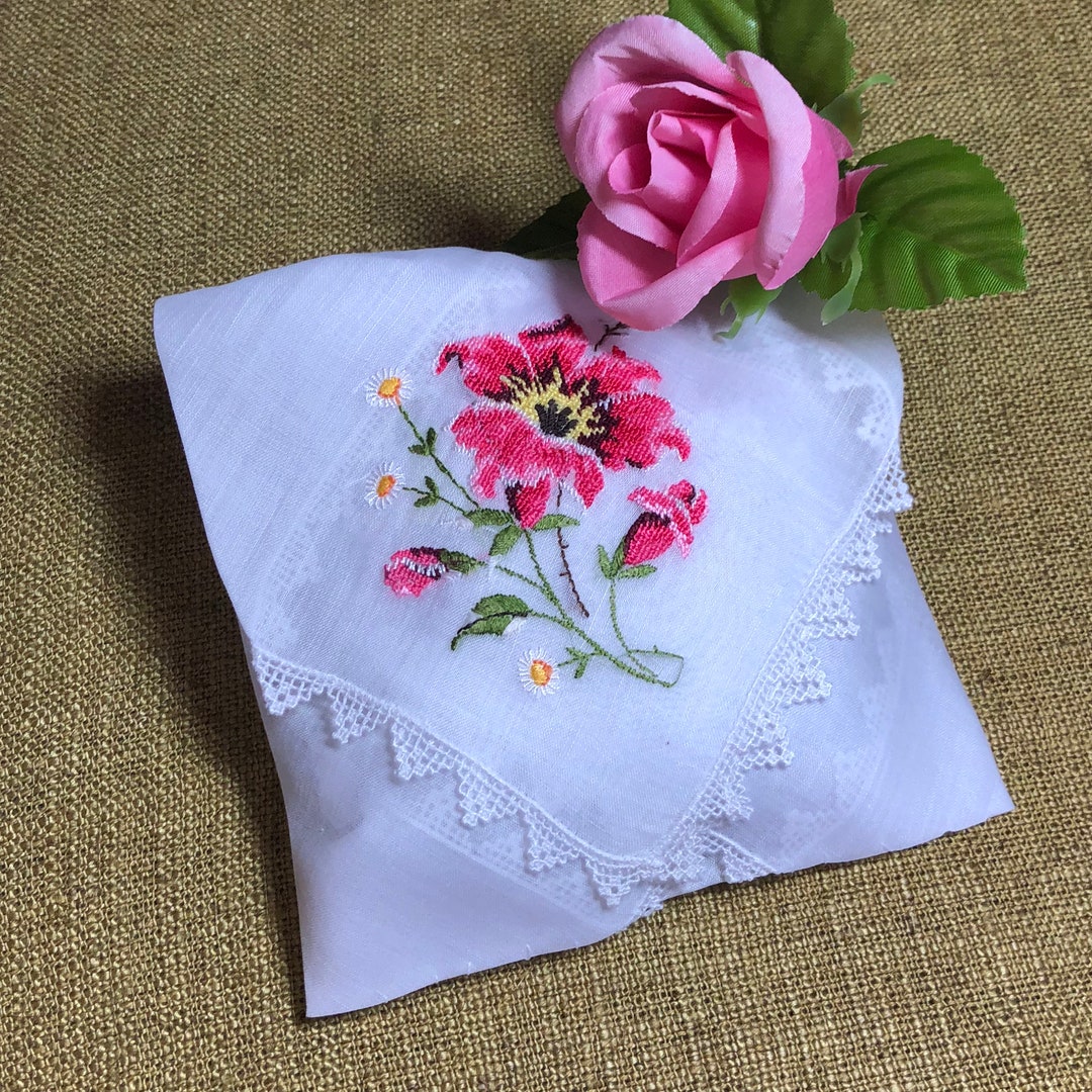 Handmade Sachet Made From Antique Handkerchief Embroidered With Flowers ...