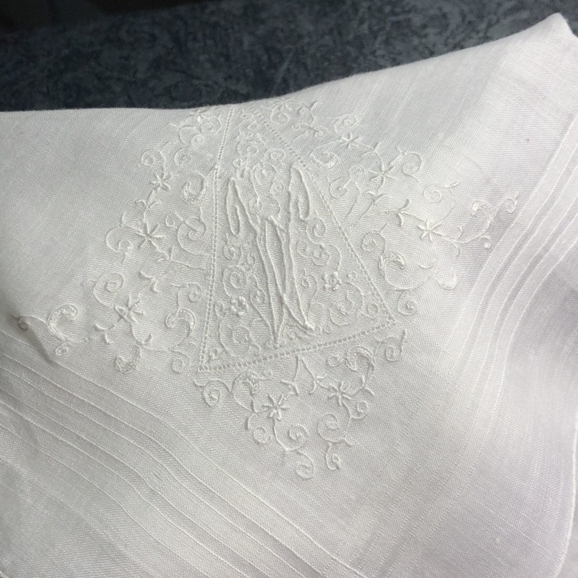 Lavender Sachet Made From A White Antique Handkerchief With a White ...