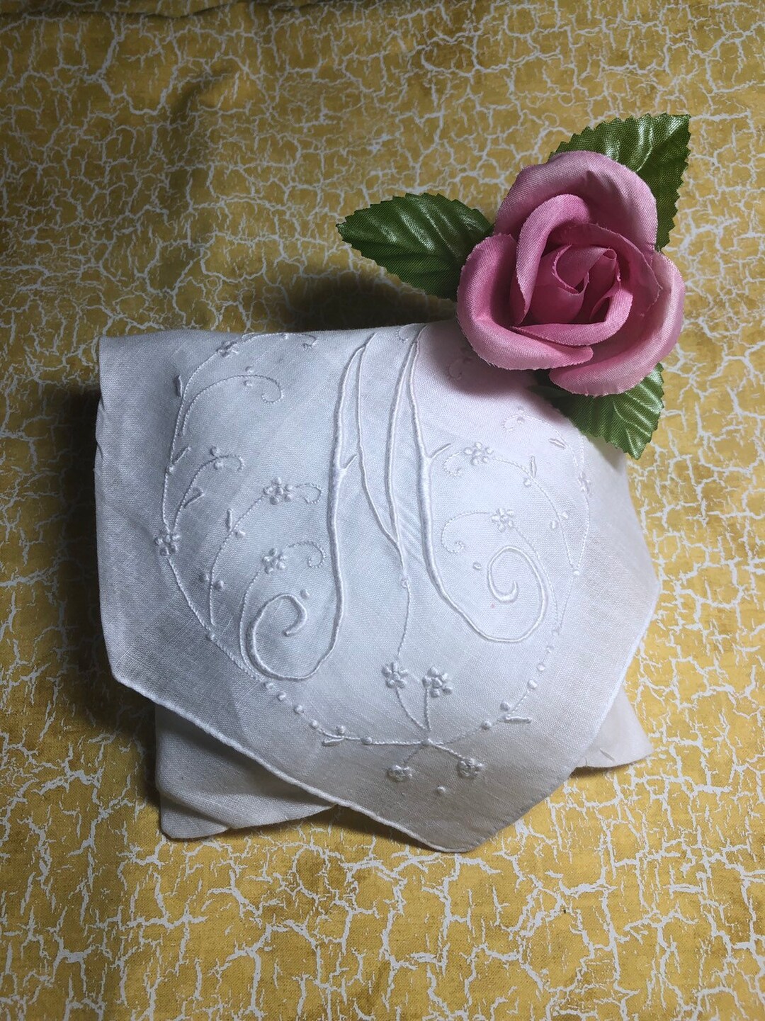 Lavender Sachet Made From an Antique Handkerchief With an White Initial ...