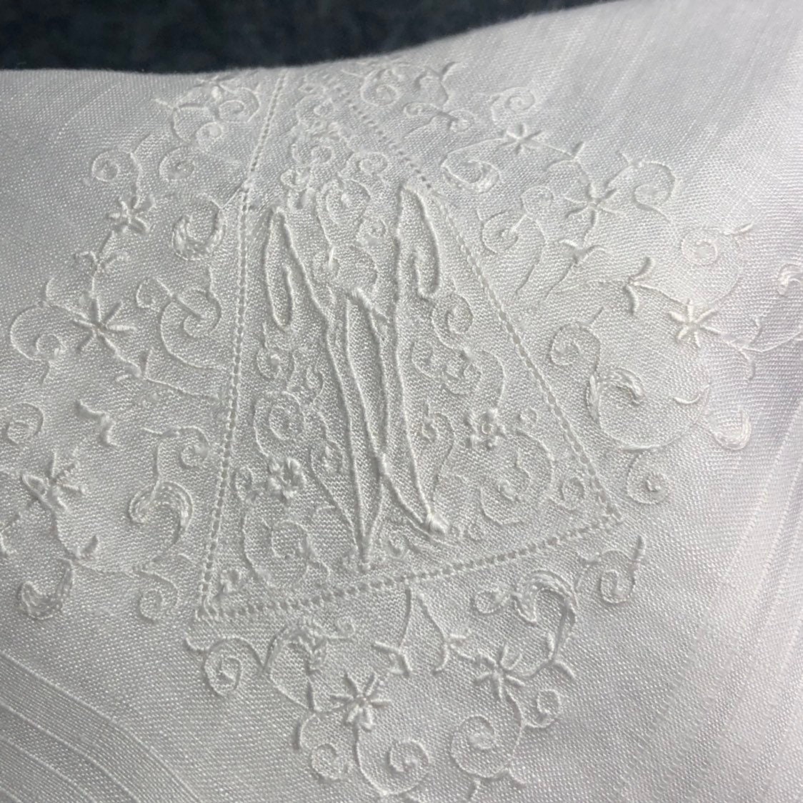 Lavender Sachet Made From A White Antique Handkerchief With a White ...