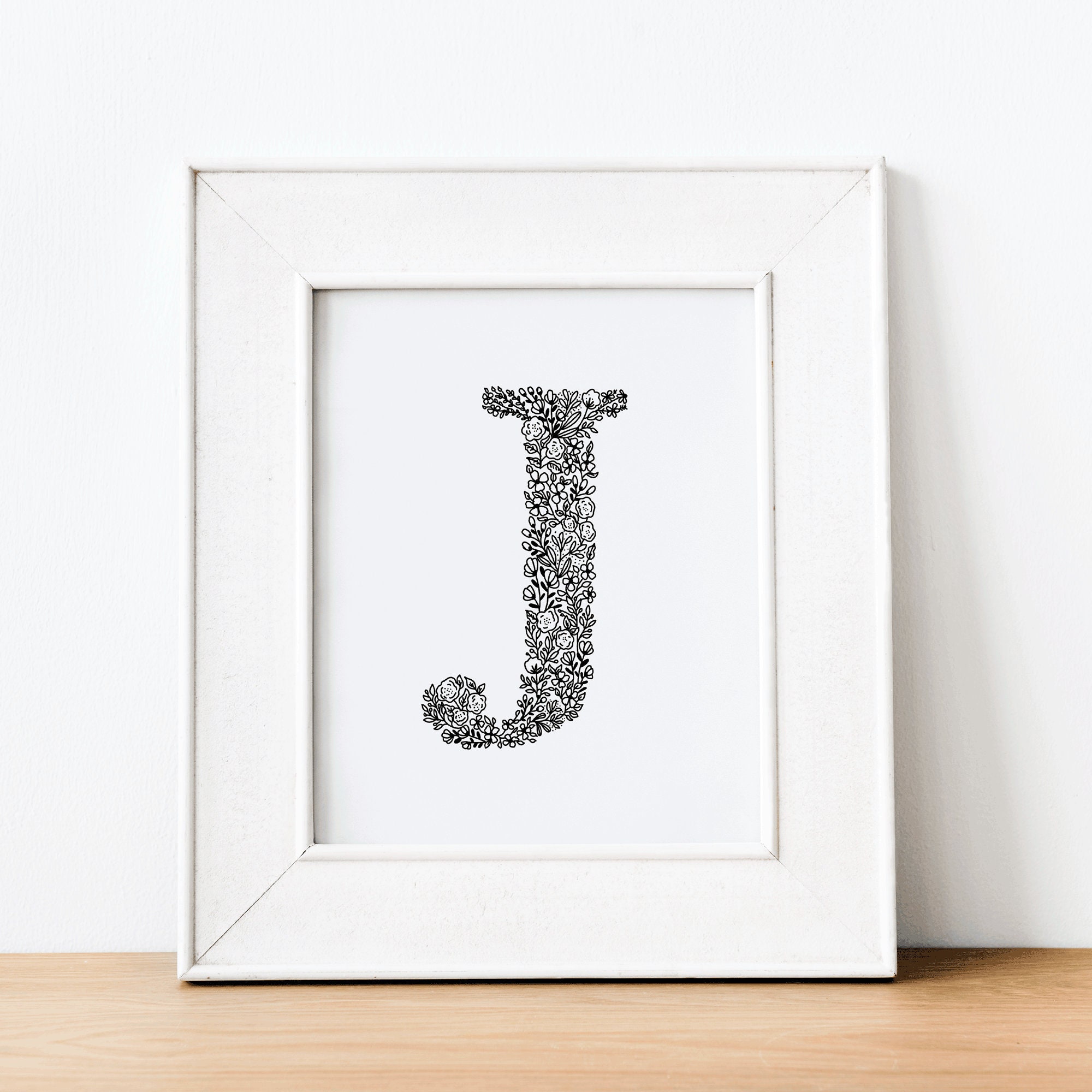 Custom Floral Letter Wall Art Print | Hand Drawn Artwork | | Hand ...