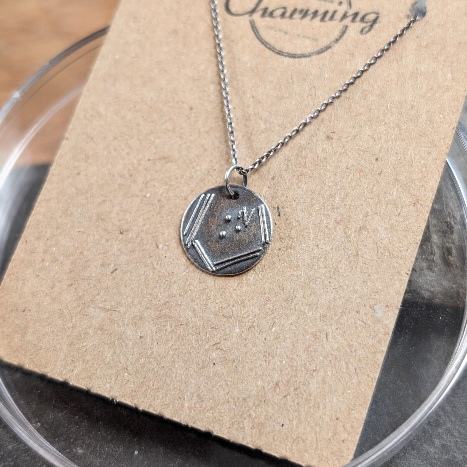 Microbiology Petri Dish Oxidised Sterling Silver Charm Necklace ...