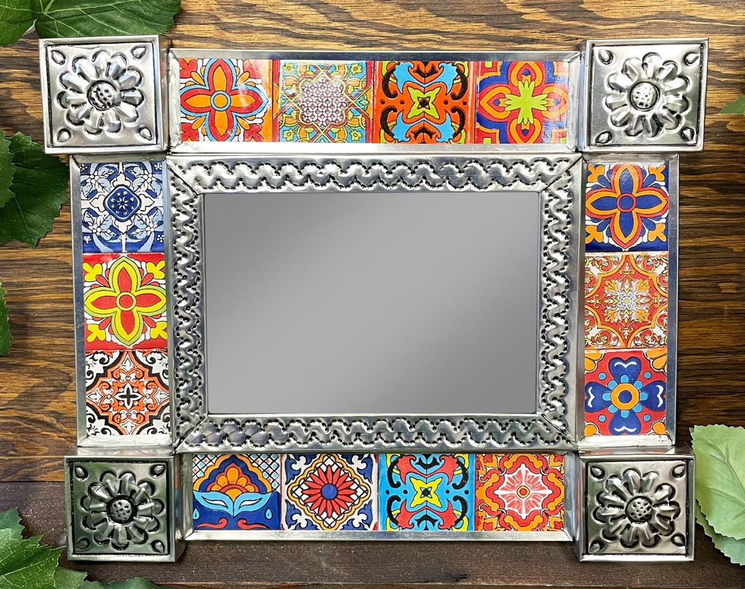 13 Mexican Talavera Tile & Tin Art Mirror - Etsy