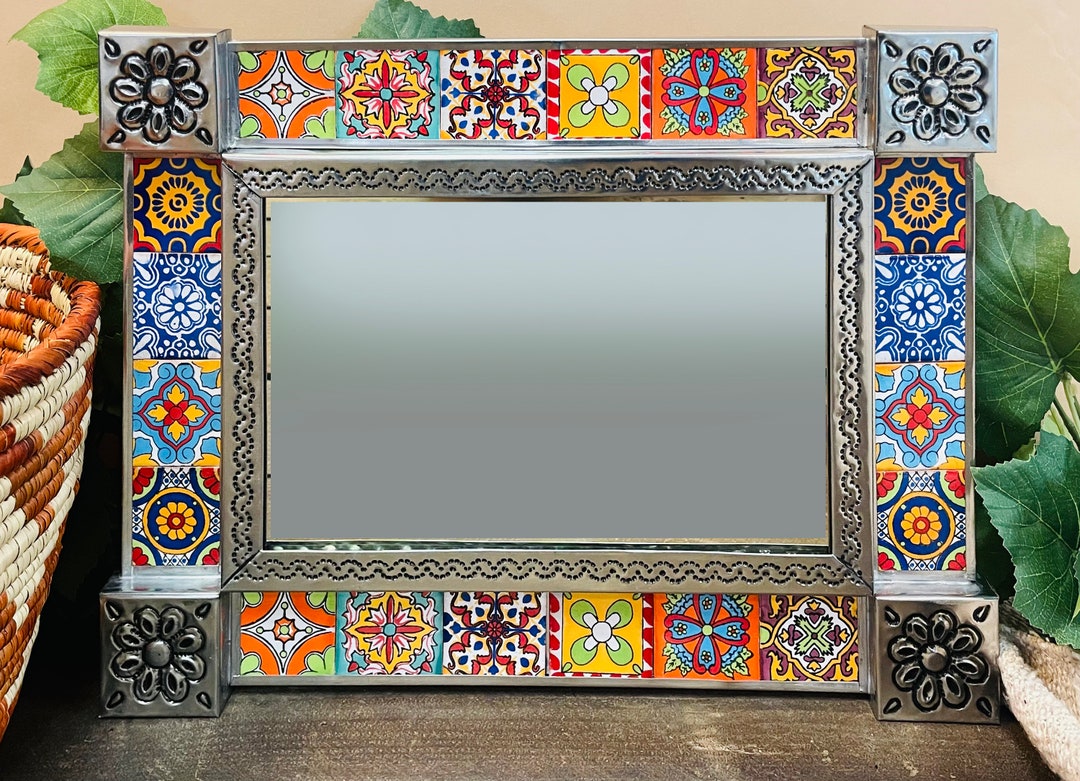 17 Mexican Talavera Tile & Tin Art Mirror - Etsy