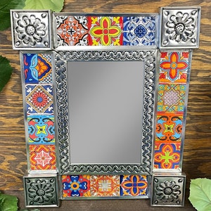 13 Mexican Talavera Tile & Tin Art Mirror - Etsy
