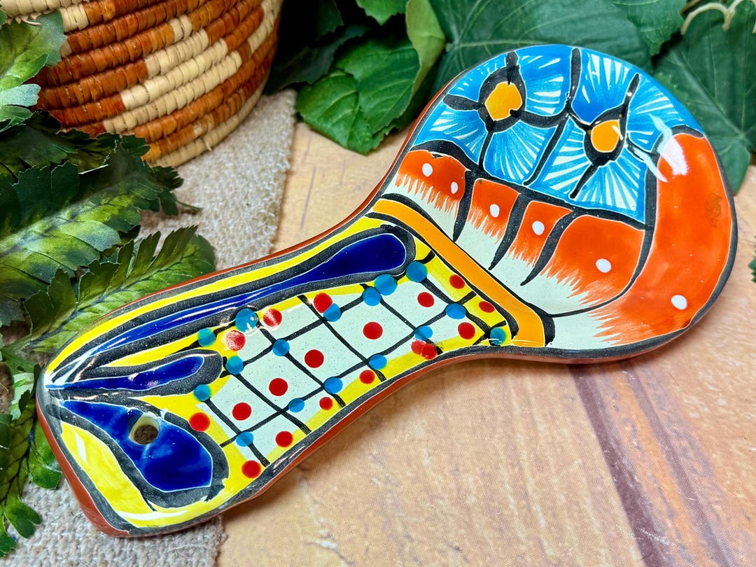 9" Rustic Mexican Talavera Spoon Rest - Etsy