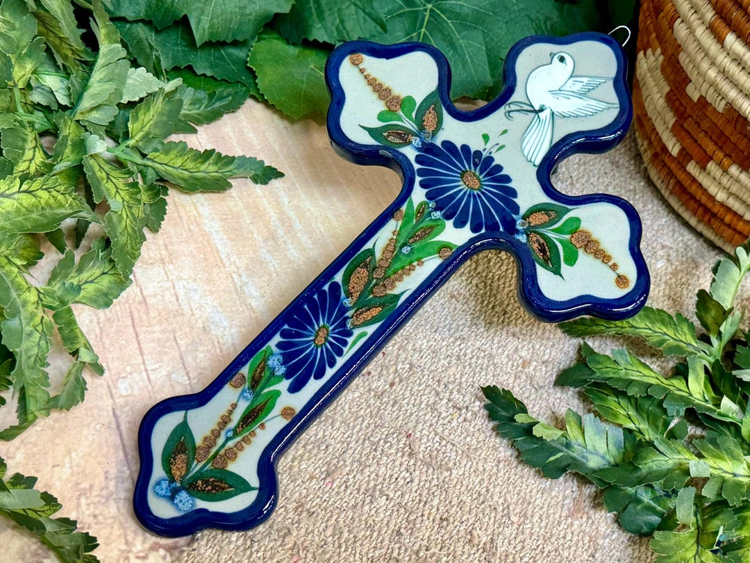 12.75" Western Glazed Ceramic Wall Cross - Etsy