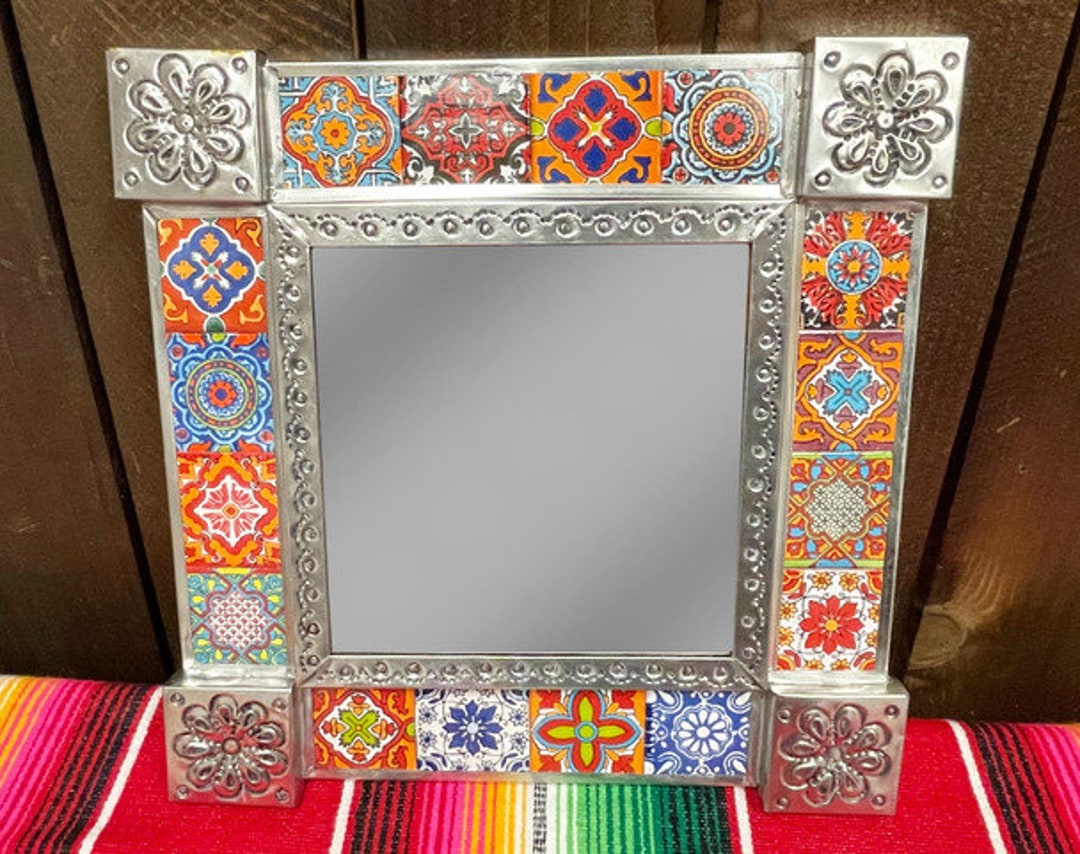 13 Mexican Talavera Tile & Tin Art Mirror - Etsy