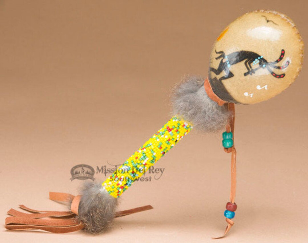 10" Navajo Indian Beaded Rawhide Rattle -kokopelli - Etsy