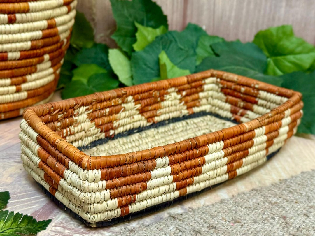 11" Handwoven Western Style Palm Basket - Etsy