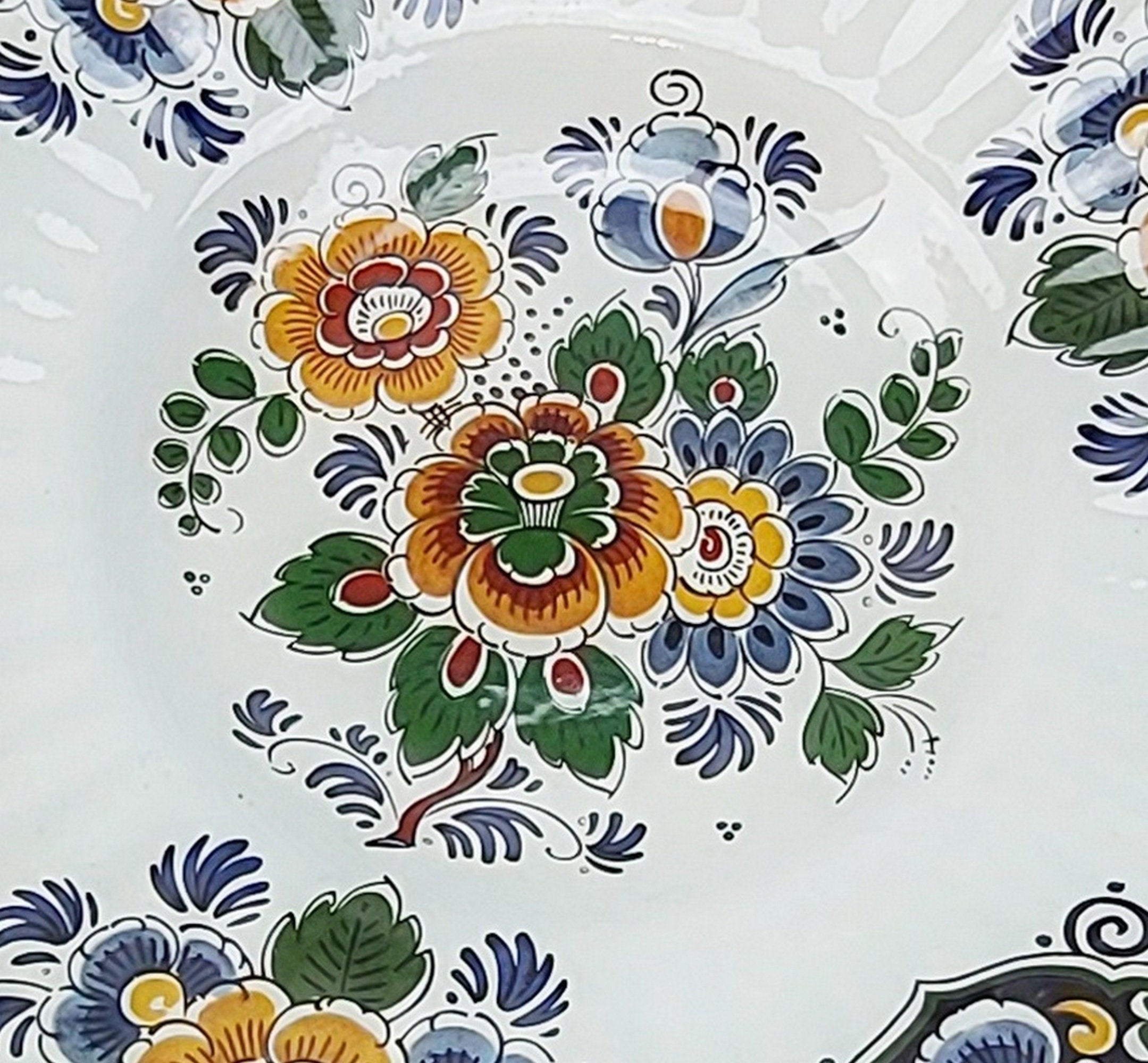 Vintage Delftware Delft Polychrome wall Plate With Scalloped Rim 30 Cm ...