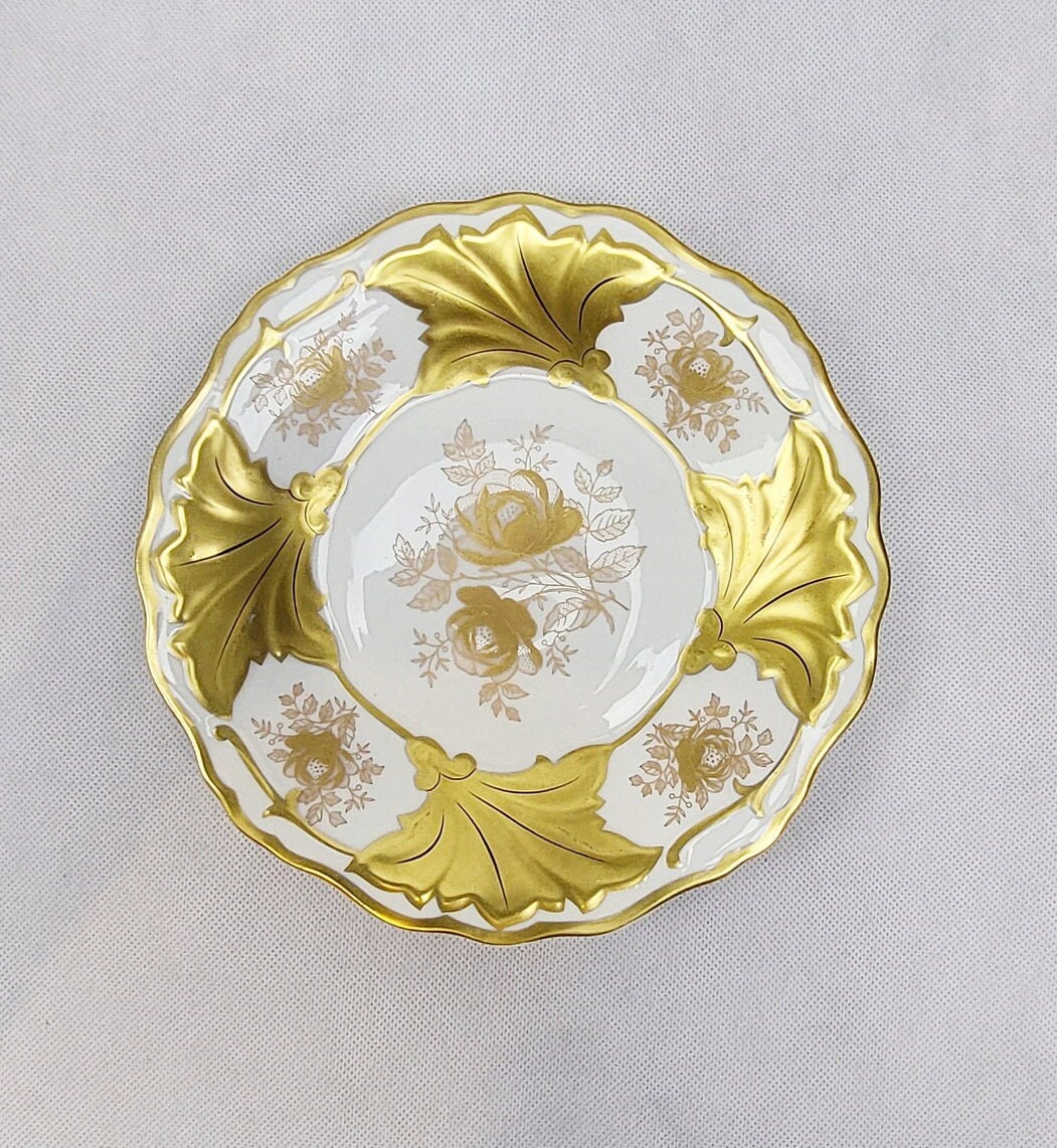 Vintage Weimar Porcelain Side Plate, Jutta Pattern, Gold on White, Made ...