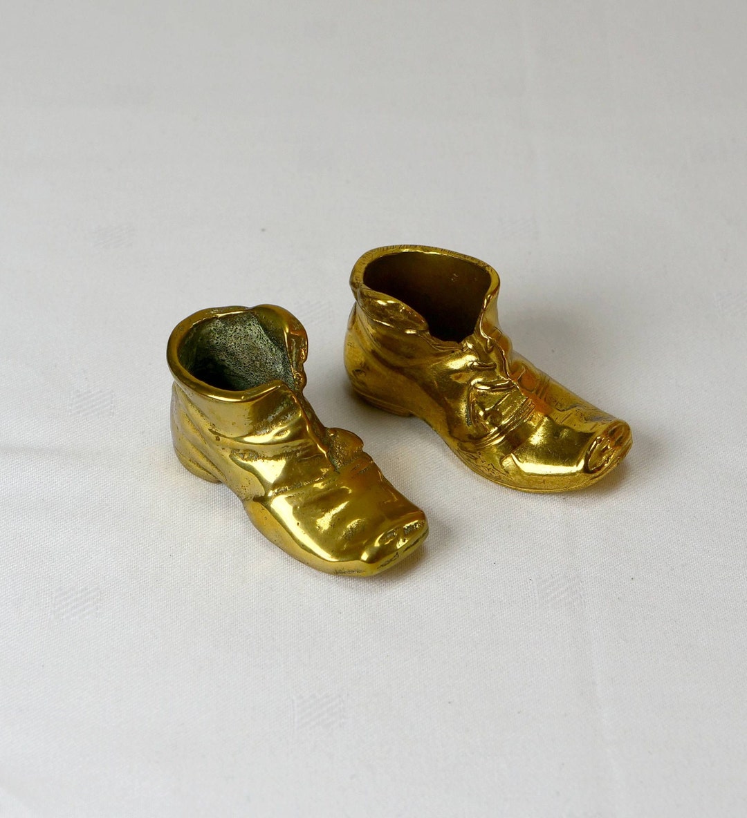Pair of Vintage Solid Brass Tramp Boots With Mice rats, Vintage Brass ...