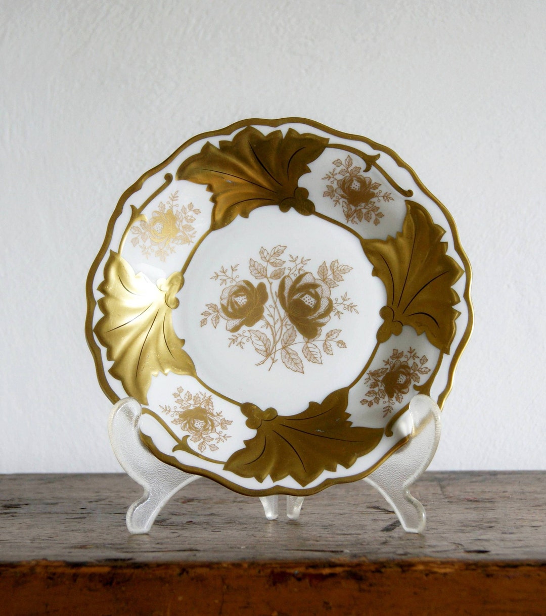 Vintage Weimar Porcelain Side Plate, Jutta Pattern, Gold on White, Made ...