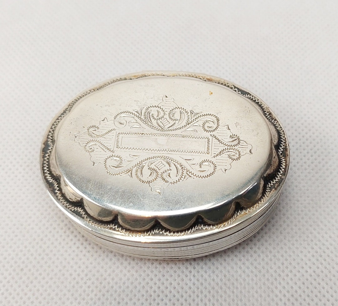 Vintage Dutch Silver Oval Shaped Pill Box, Dutch Hallmarks, Gouda 1999 ...