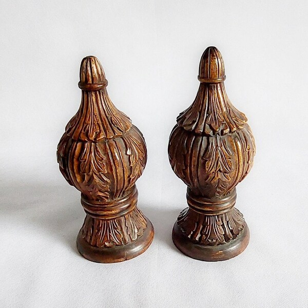 Antique Carved Wooden Finials - Etsy