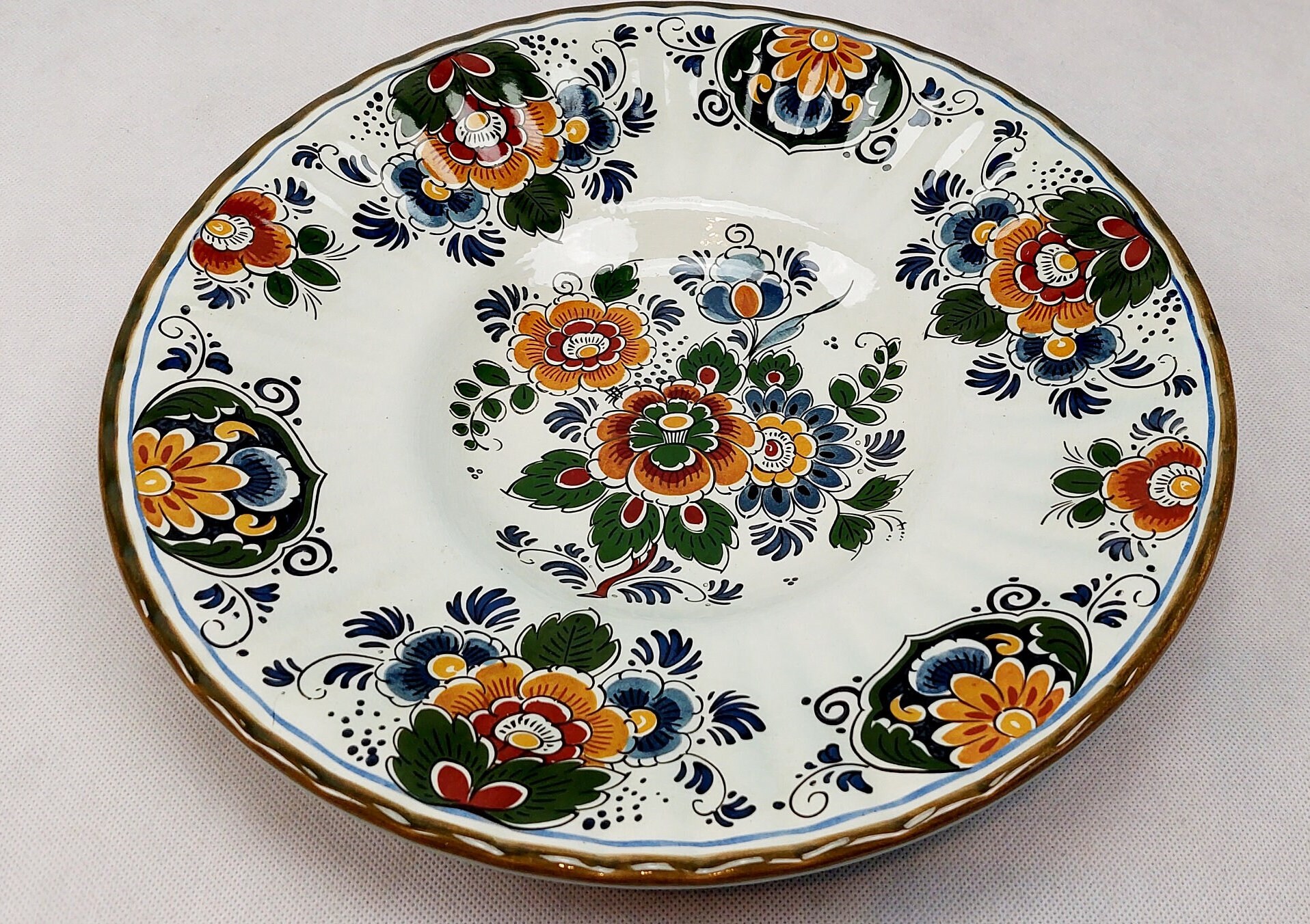 Vintage Delftware Delft Polychrome wall Plate With Scalloped Rim 30 Cm ...