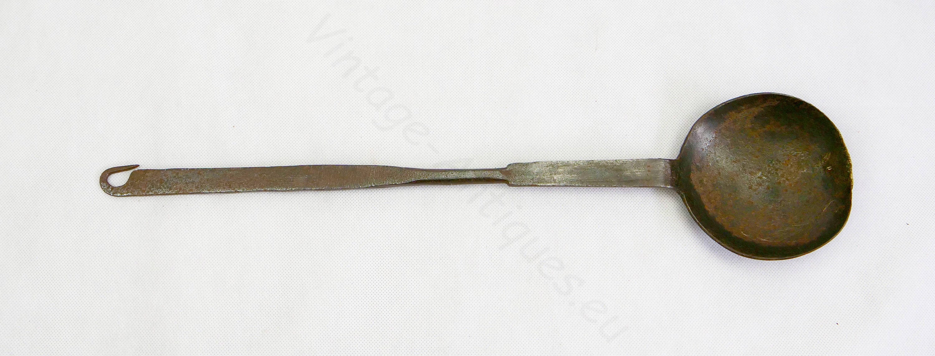Antique 18th Century Hand Forged Iron Ladle With Straight Handle and ...