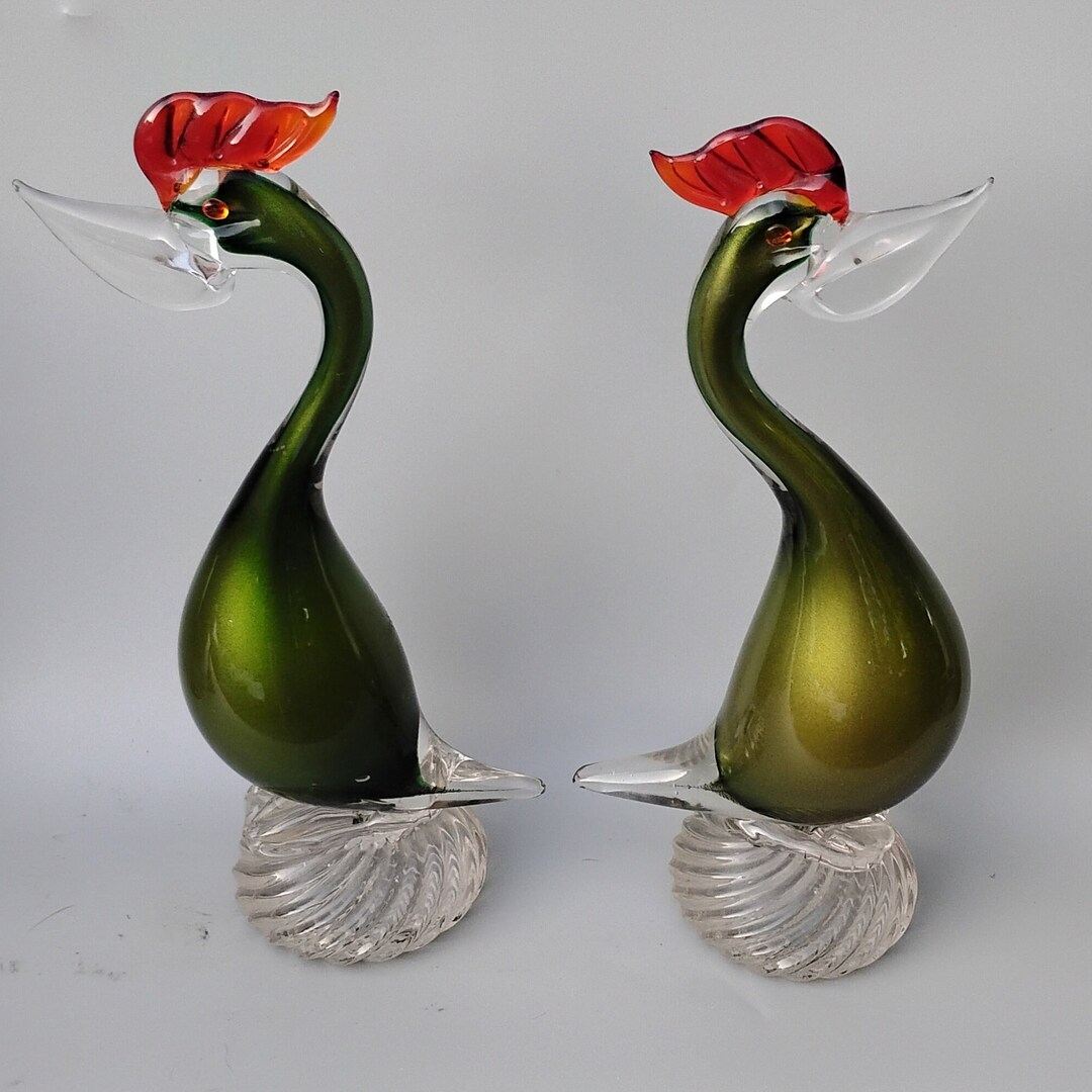 Murano Glass Pelicans Handblown Glass Set of Two Mirror Set - Etsy