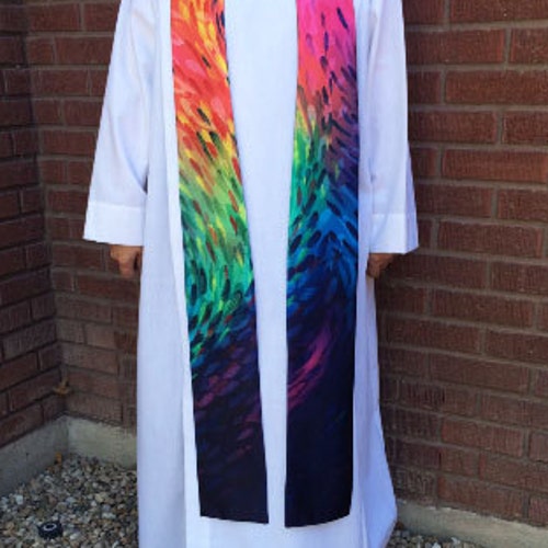 Silky Rainbow Clergy Stole Rainbow Priest Stole Clergy | Etsy