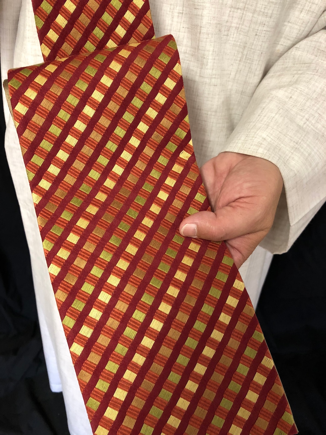 Red Plaid Clergy Stole, Red Stole, Pentecost Stole, Priest Stole ...