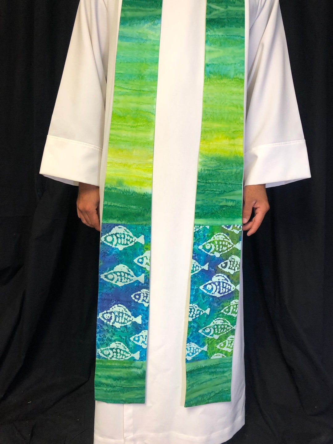 Summer Green Fish Pastor Stole, Green Ordinary Times, Clergy Stoles ...