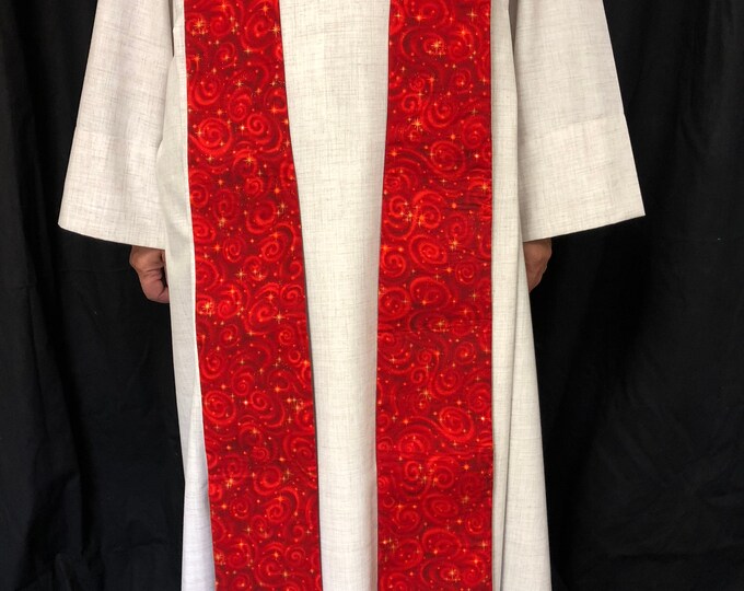 Red Star Clergy Stole, Red Stole, Pentecost Stole, Priest Stole ...