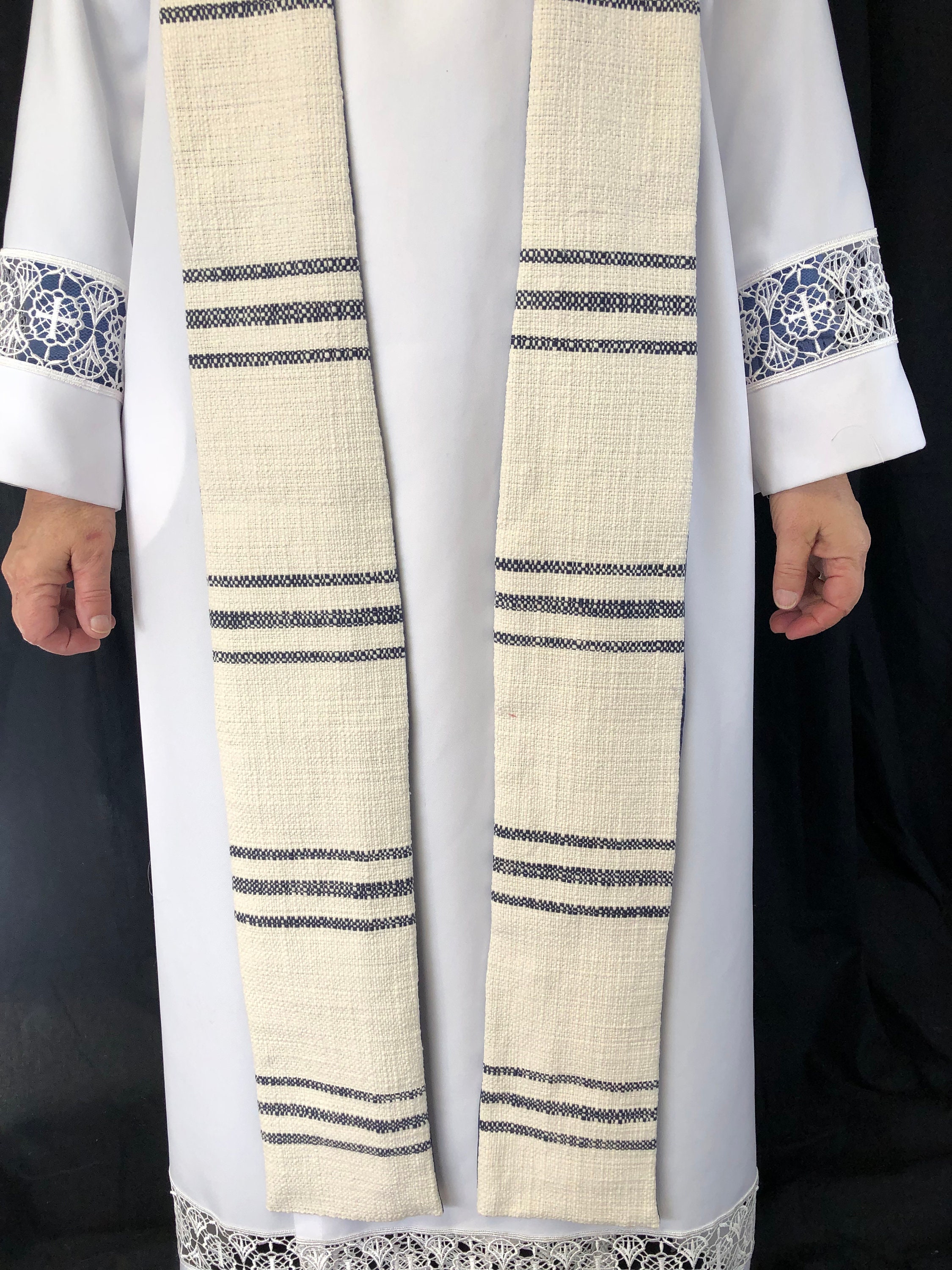 Blue Stripped Clergy Stole, Advent Stole, Advent Clergy Stole, Advent ...