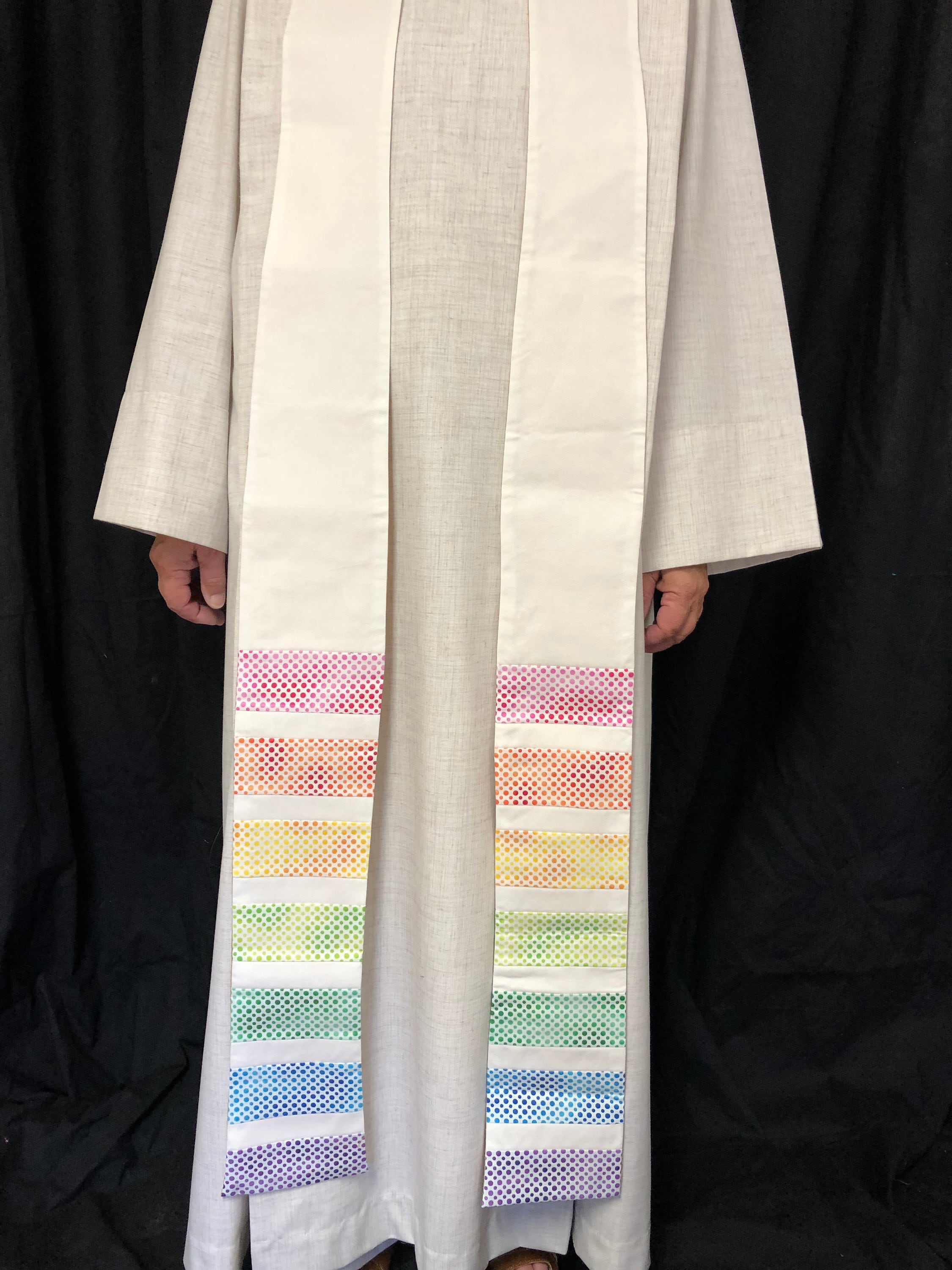 Rainbow Strip White Clergy Stole Priest Stole Clergy Stole | Etsy