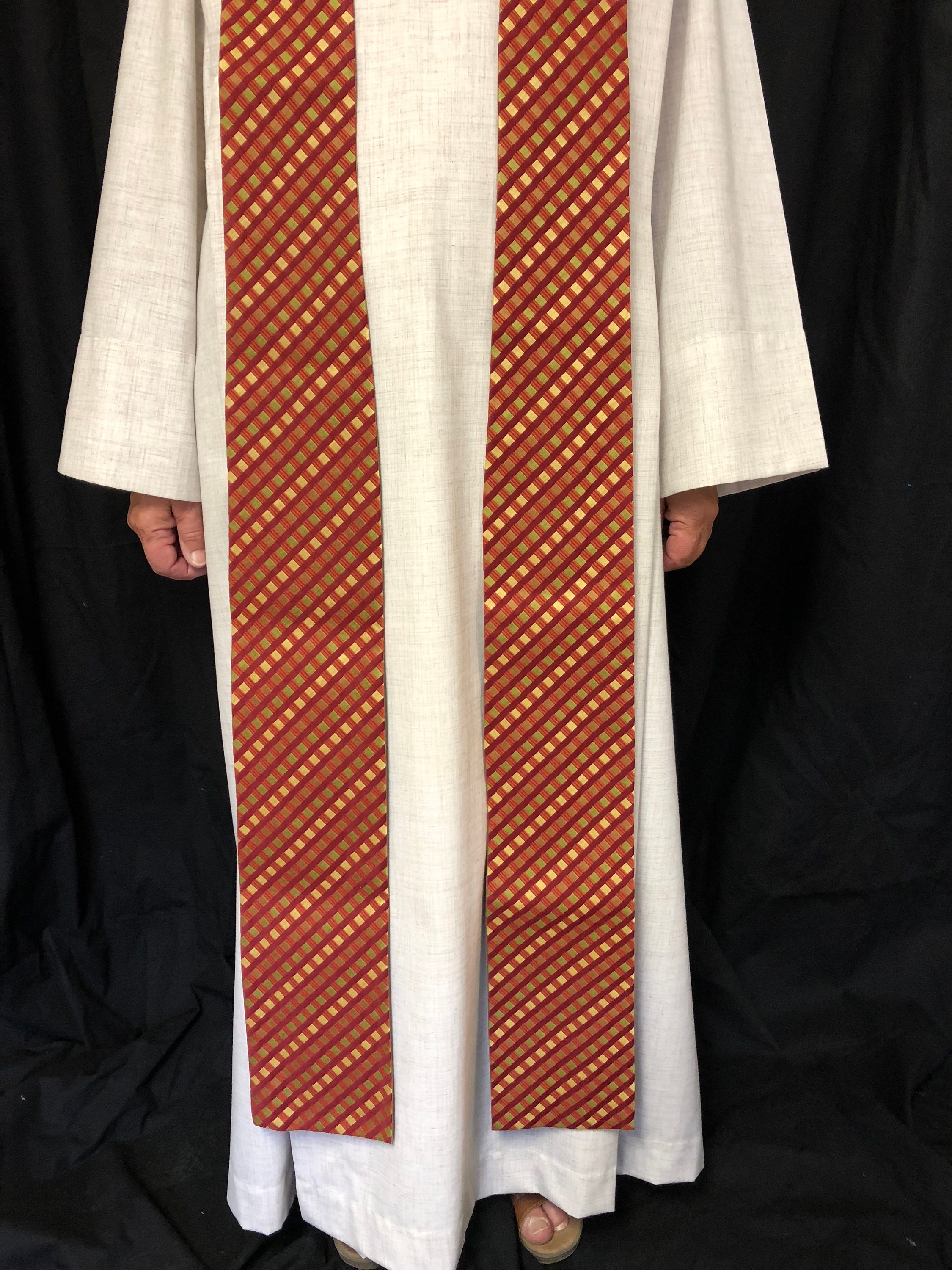 Red Plaid Clergy Stole Red Stole Pentecost Stole Priest - Etsy