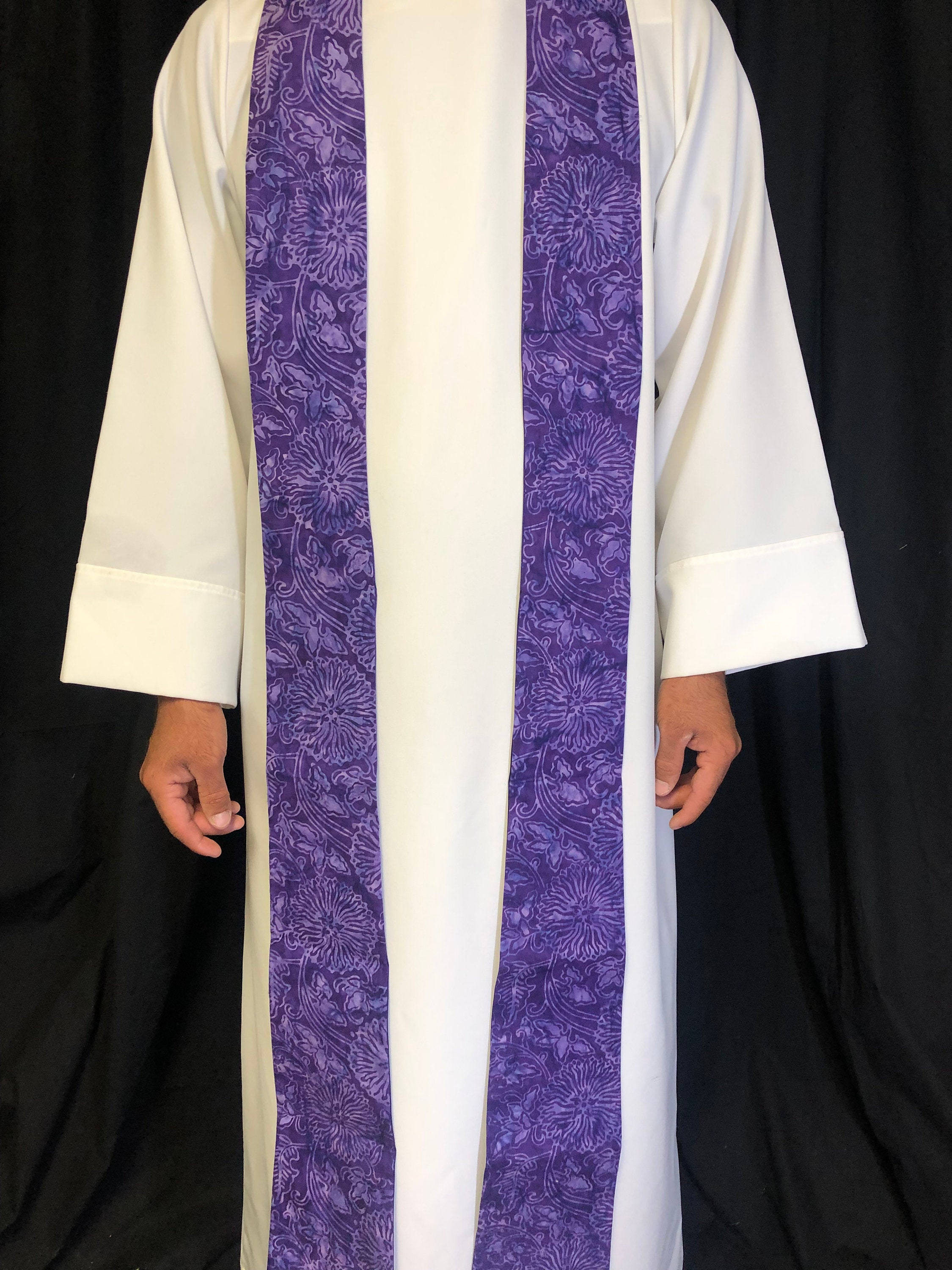 Lenten Floral Purple Clergy Stole Lenten Clergy Stole Advent - Etsy UK