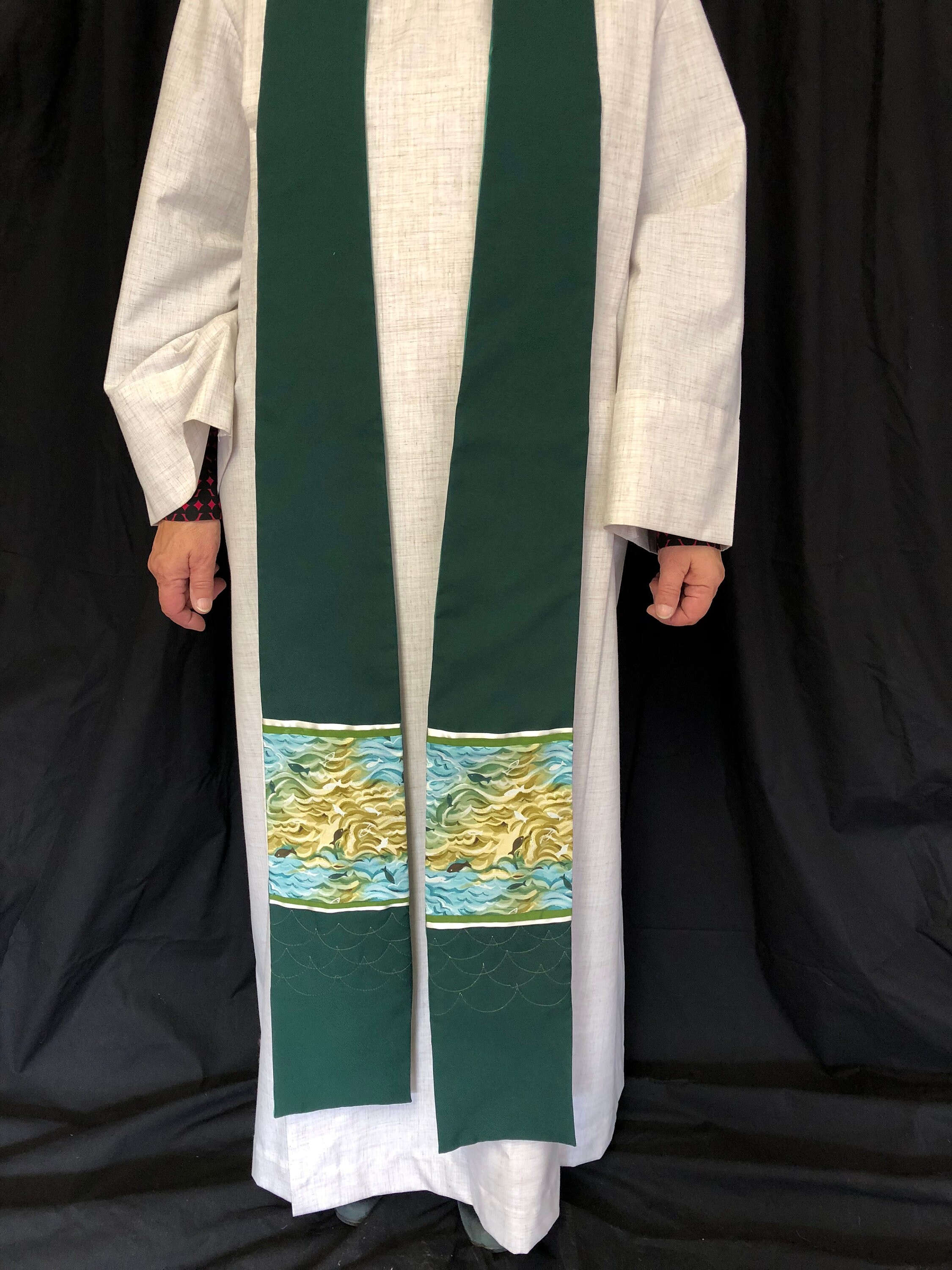 Green Clergy Stole With Fish Inserts Green Pastoral Stole - Etsy