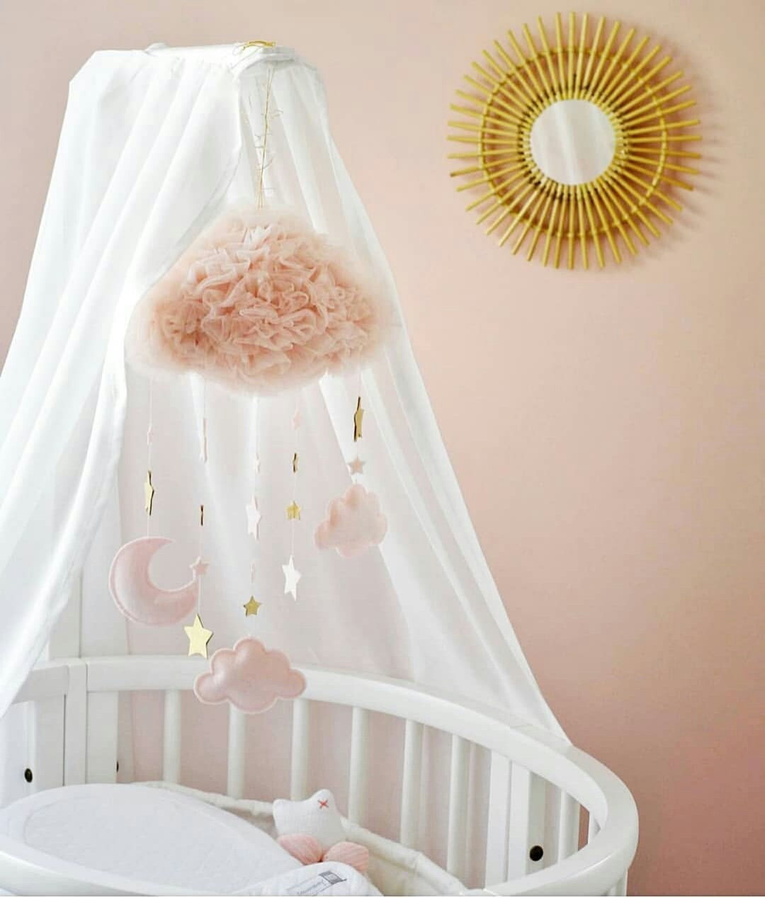 Decorazione Da Appendere a Forma Di Nuvola in Tulle Color Cipria Con ...