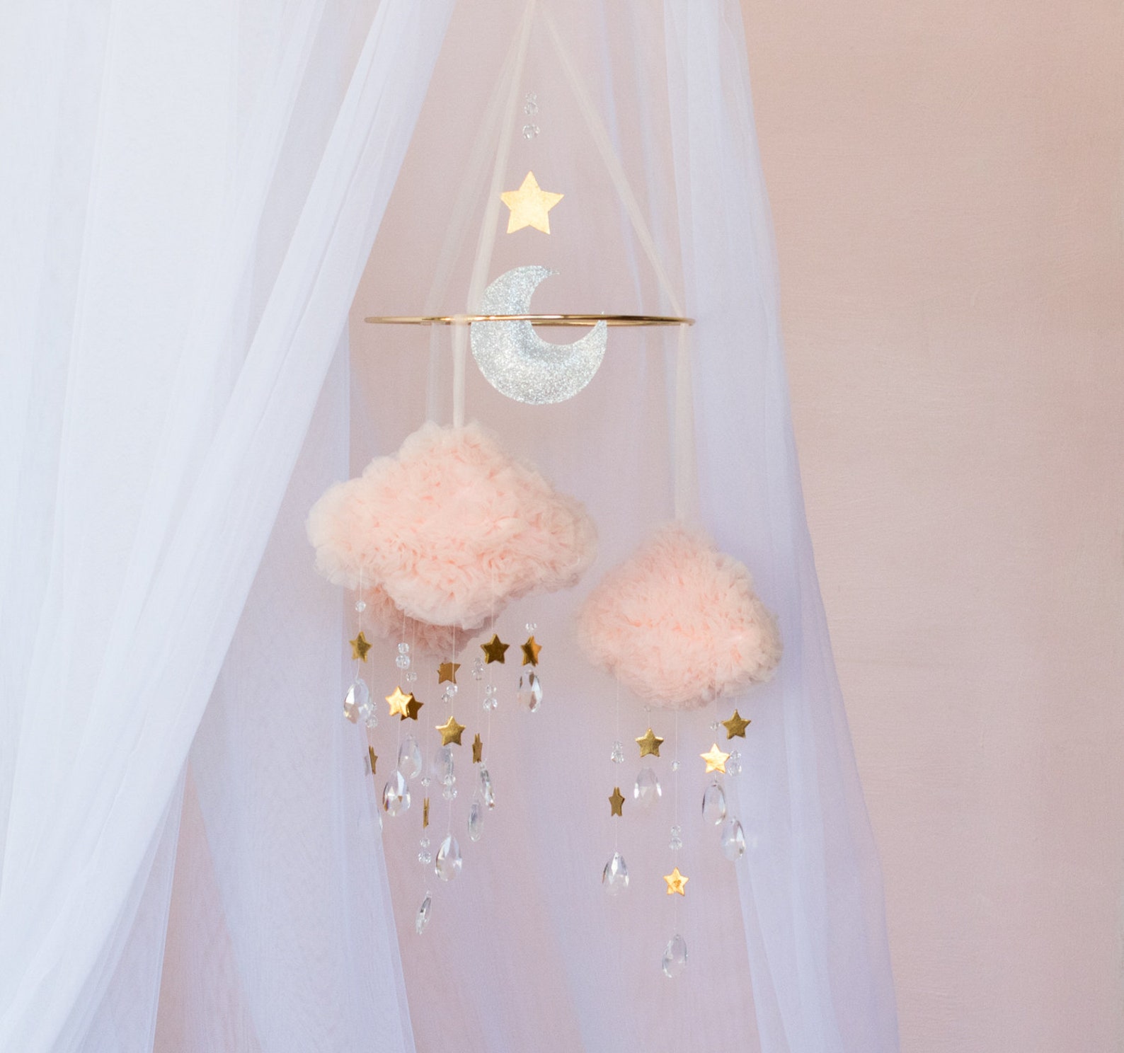 Crystal Mobile Baby Girl Room Decor Baby Mobile Girl Blush - Etsy