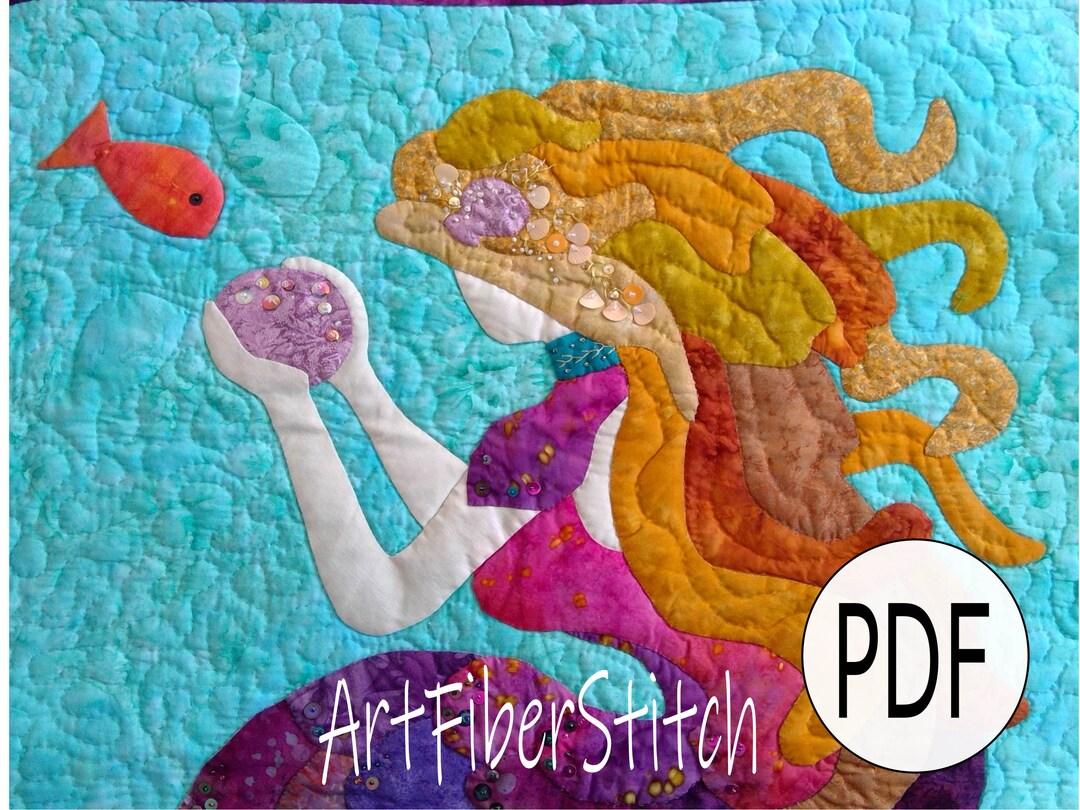 Mermaid Tail Applique Quilt Pattern: Childs Wall Hanging (PDF Pattern ...