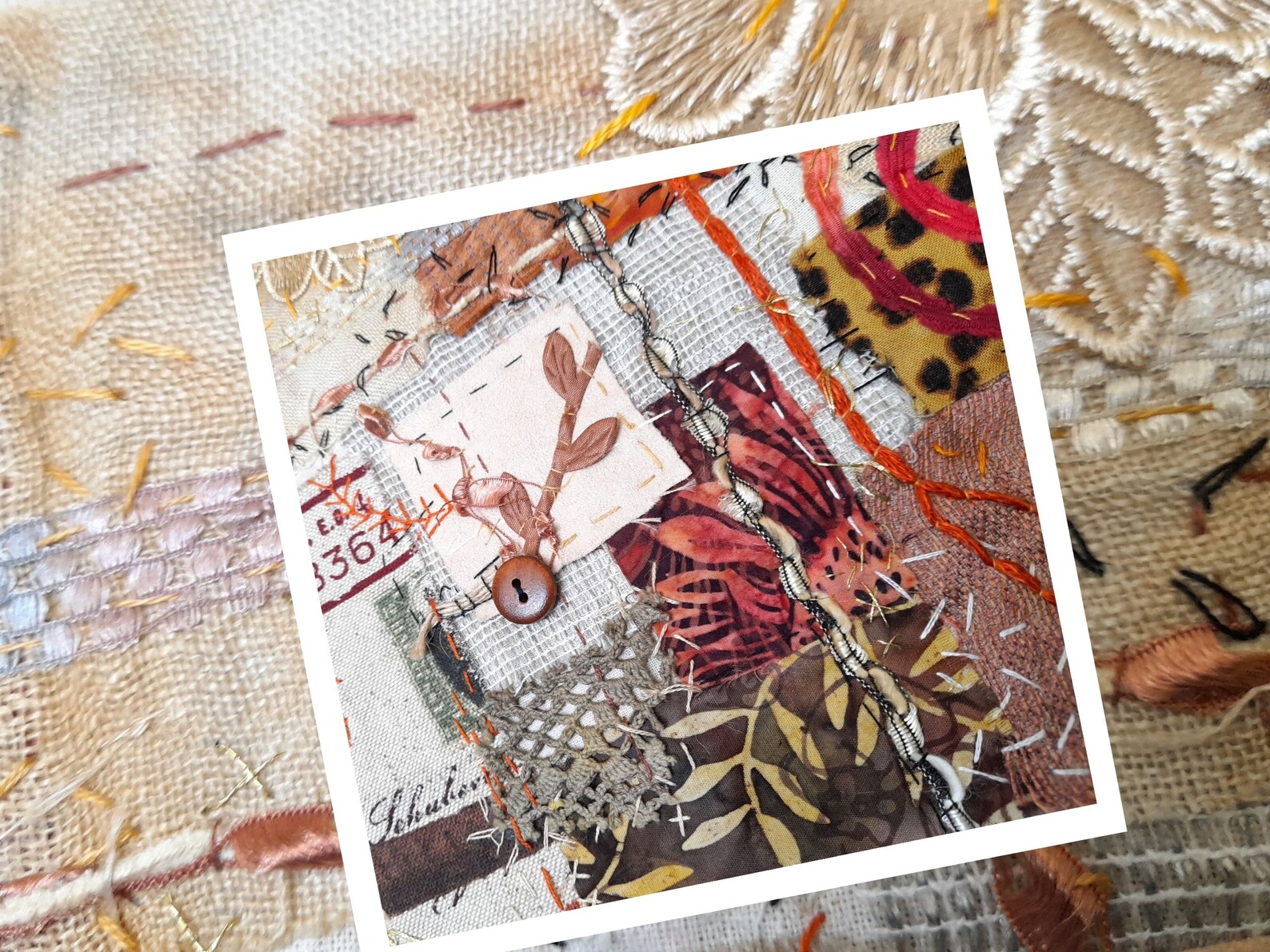 Fabric Collage Slow Stitching Kit Textile Craft Beginners - Etsy