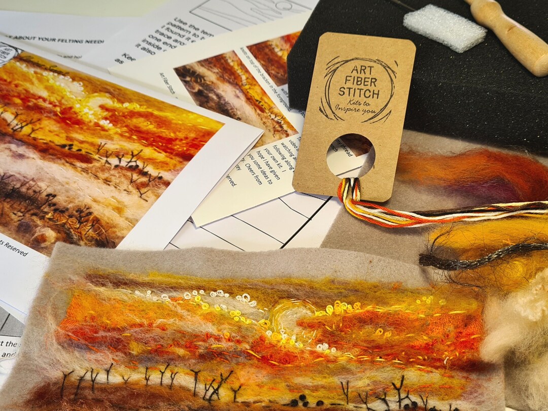 Glorious Sunset. Needle Felted Wool Art Picture Kit. Painting With Wool ...
