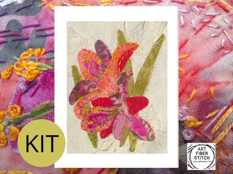 Lilies Slow Stitching Kit Beginners Embroidery Easy Sewing - Etsy