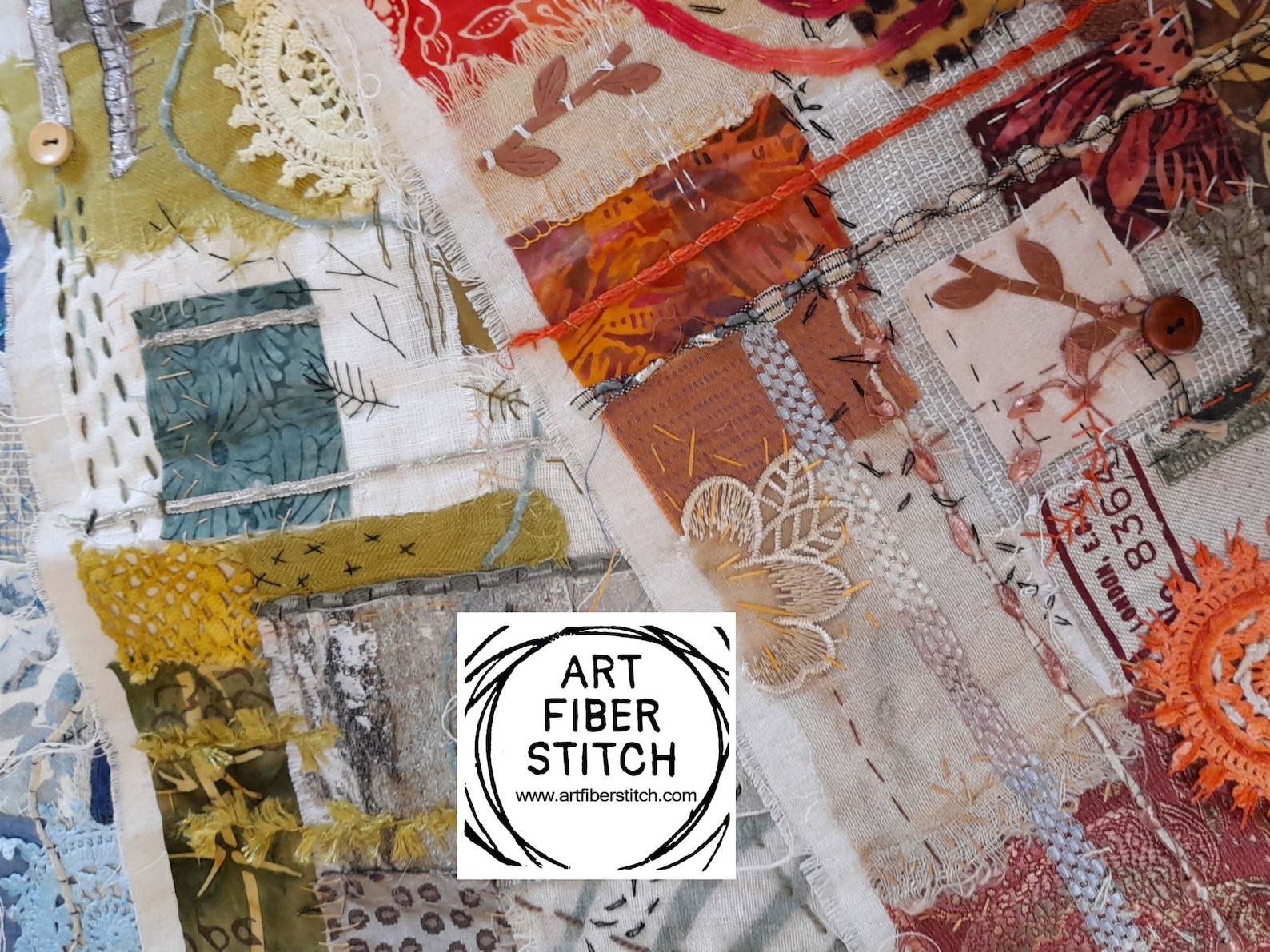 Fabric Collage Slow Stitching Kit: Textile Craft, Beginners Embroidery ...