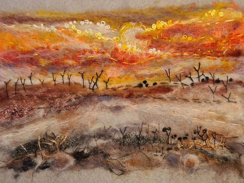Sunset Landscape Needle Felt Kit: Wool Art Painting With Video - Etsy