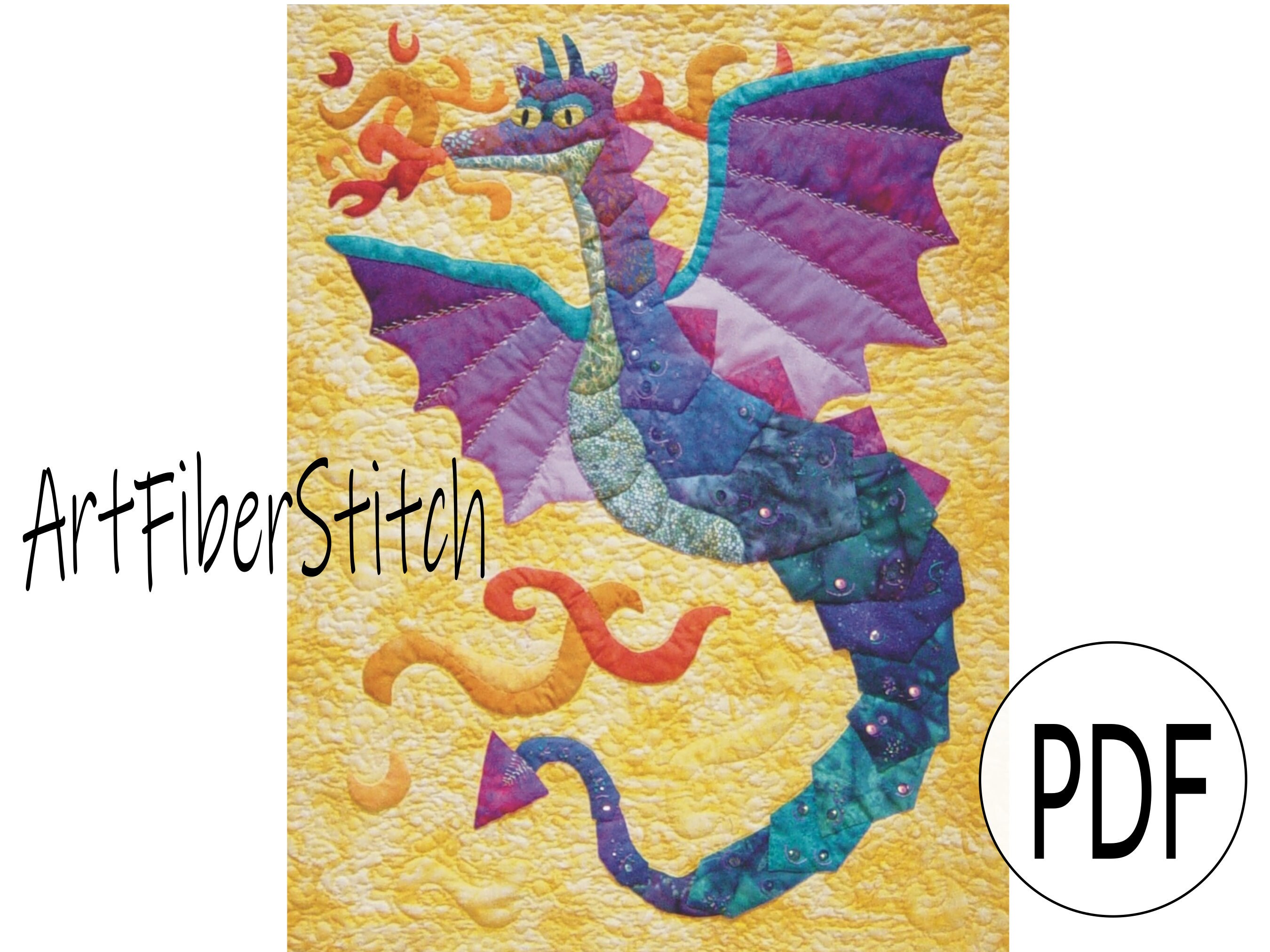 Dragonfires a Fiery Dragon PDF Applique and Quilting Pattern - Etsy