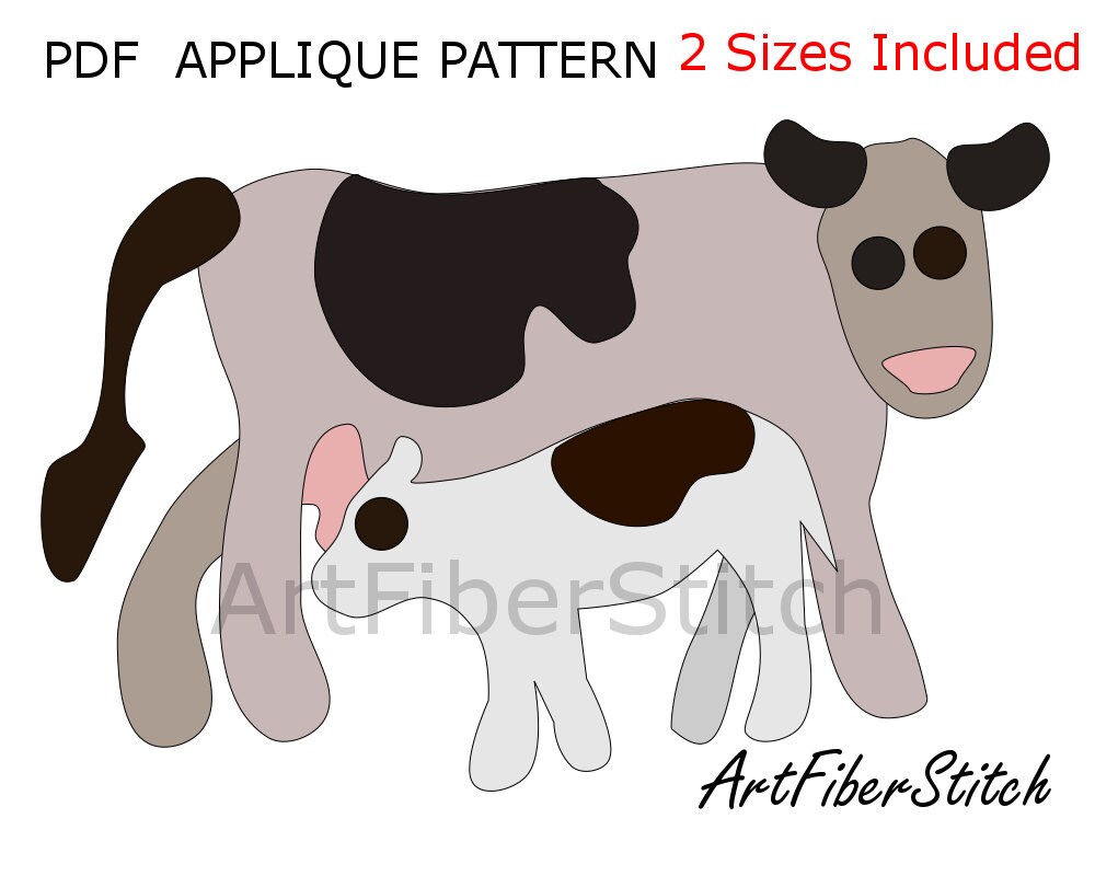 Cow PDF Applique Template Pattern Kids Sewing Instant Download - Etsy ...
