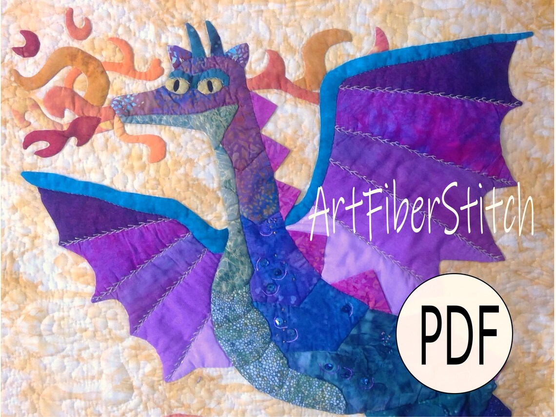 Dragonfires a Fiery Dragon PDF Applique and Quilting Pattern - Etsy
