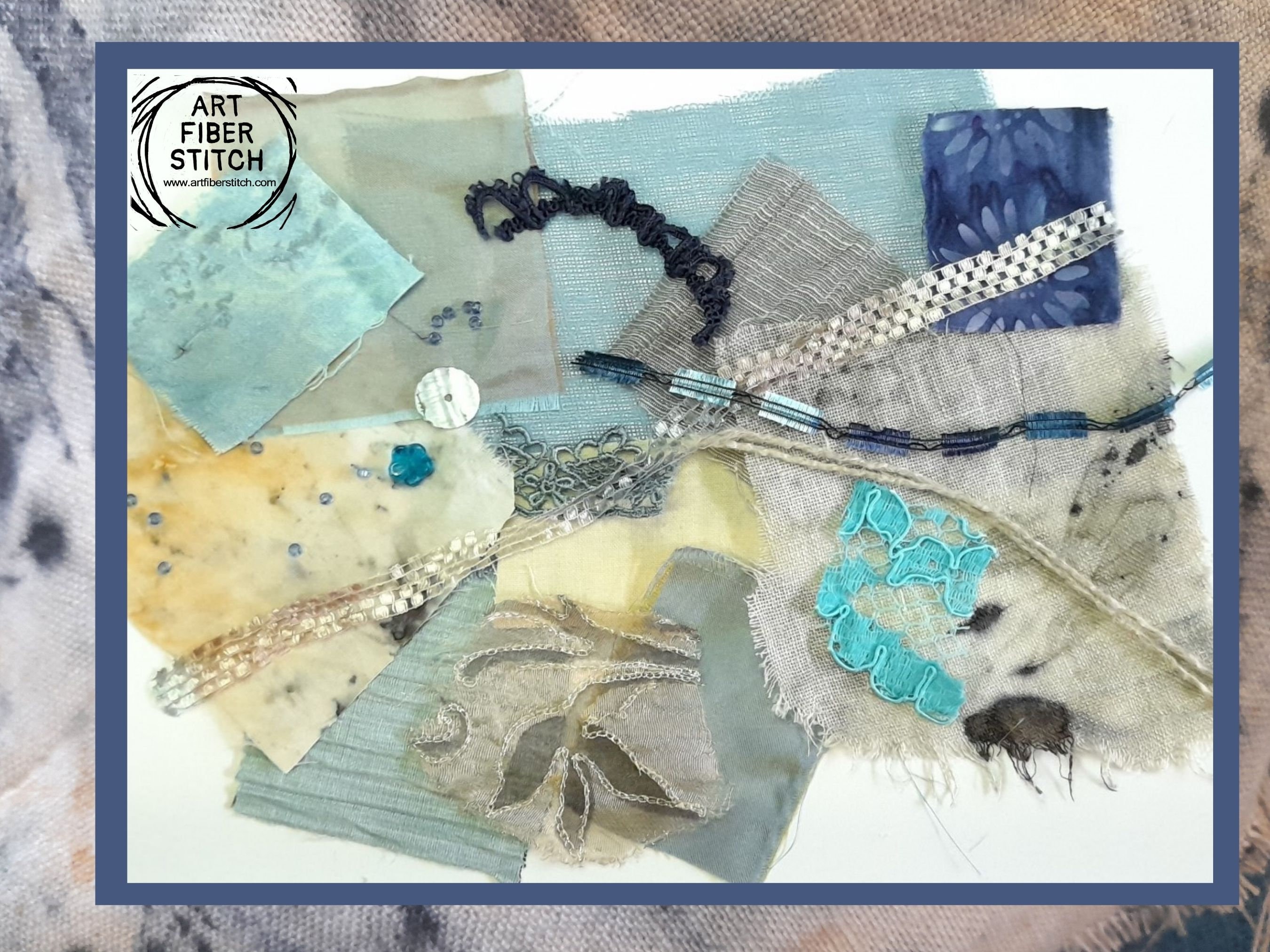 Fabric Collage, Mixed Media, Slow Stitching Kit, Inspiration Pack ...