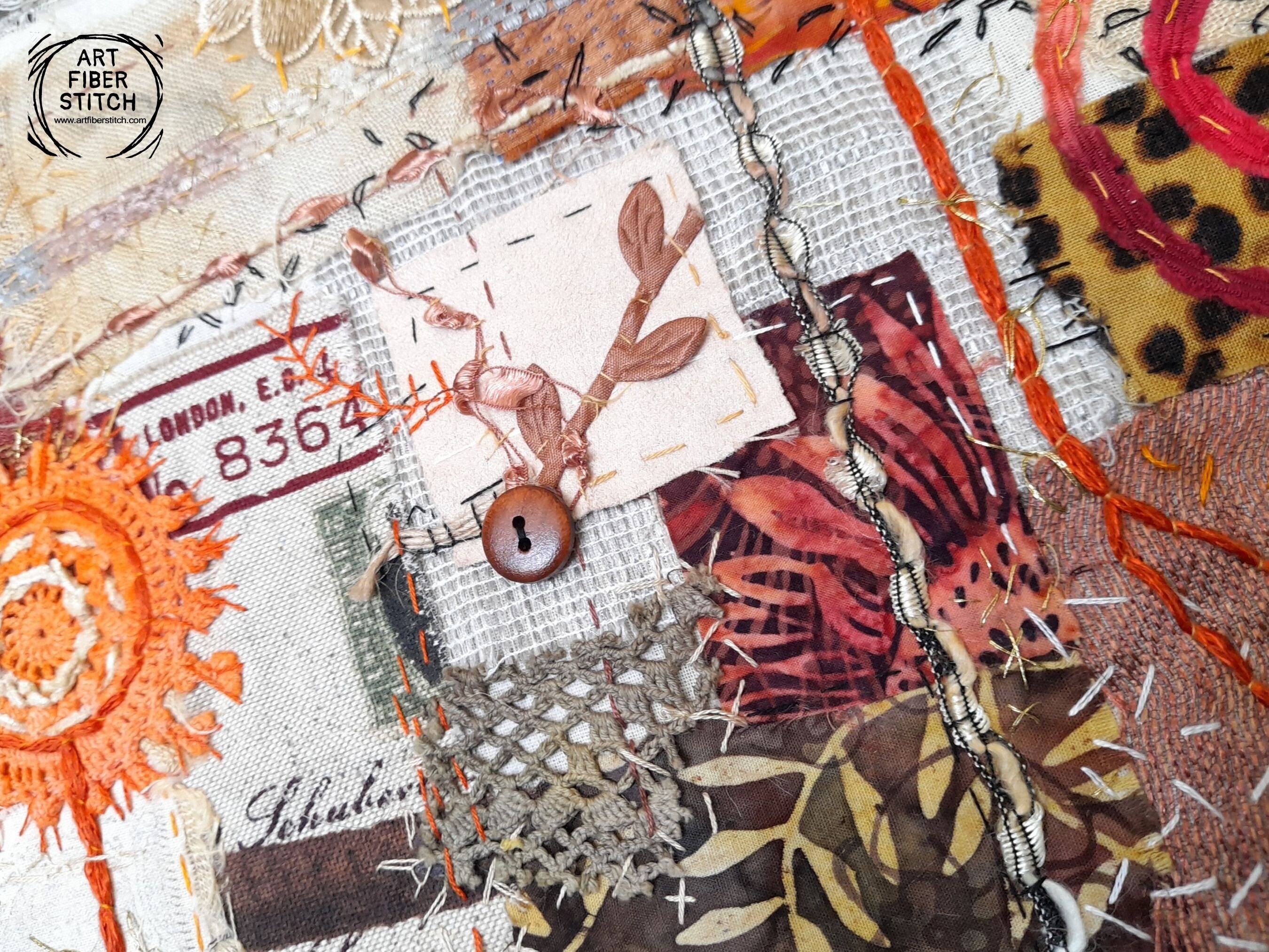 Fabric Collage Slow Stitching Kit Textile Craft Beginners - Etsy