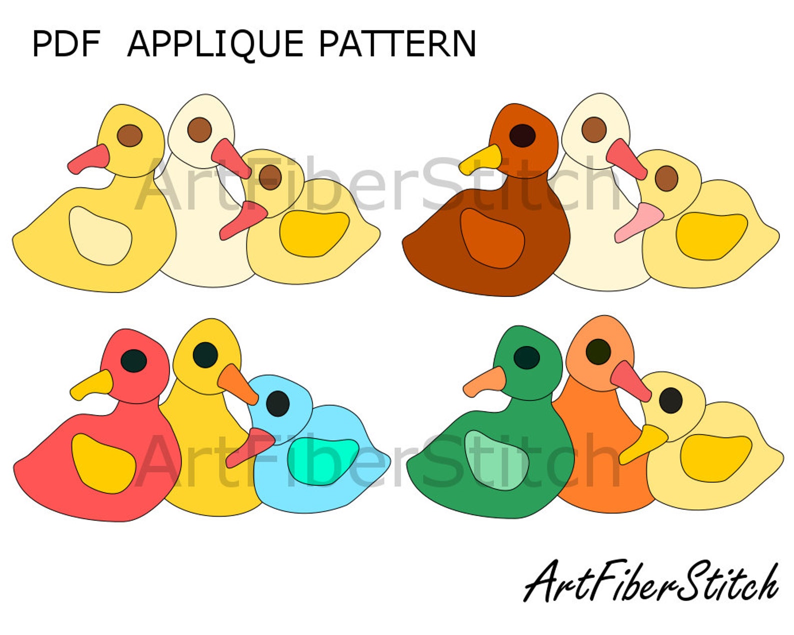 Ducklings PDF Applique Template Pattern Kids Sewing Instant - Etsy ...