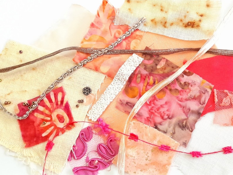 Fabric Collage Mixed Media Slow Stitching Kit Inspiration - Etsy