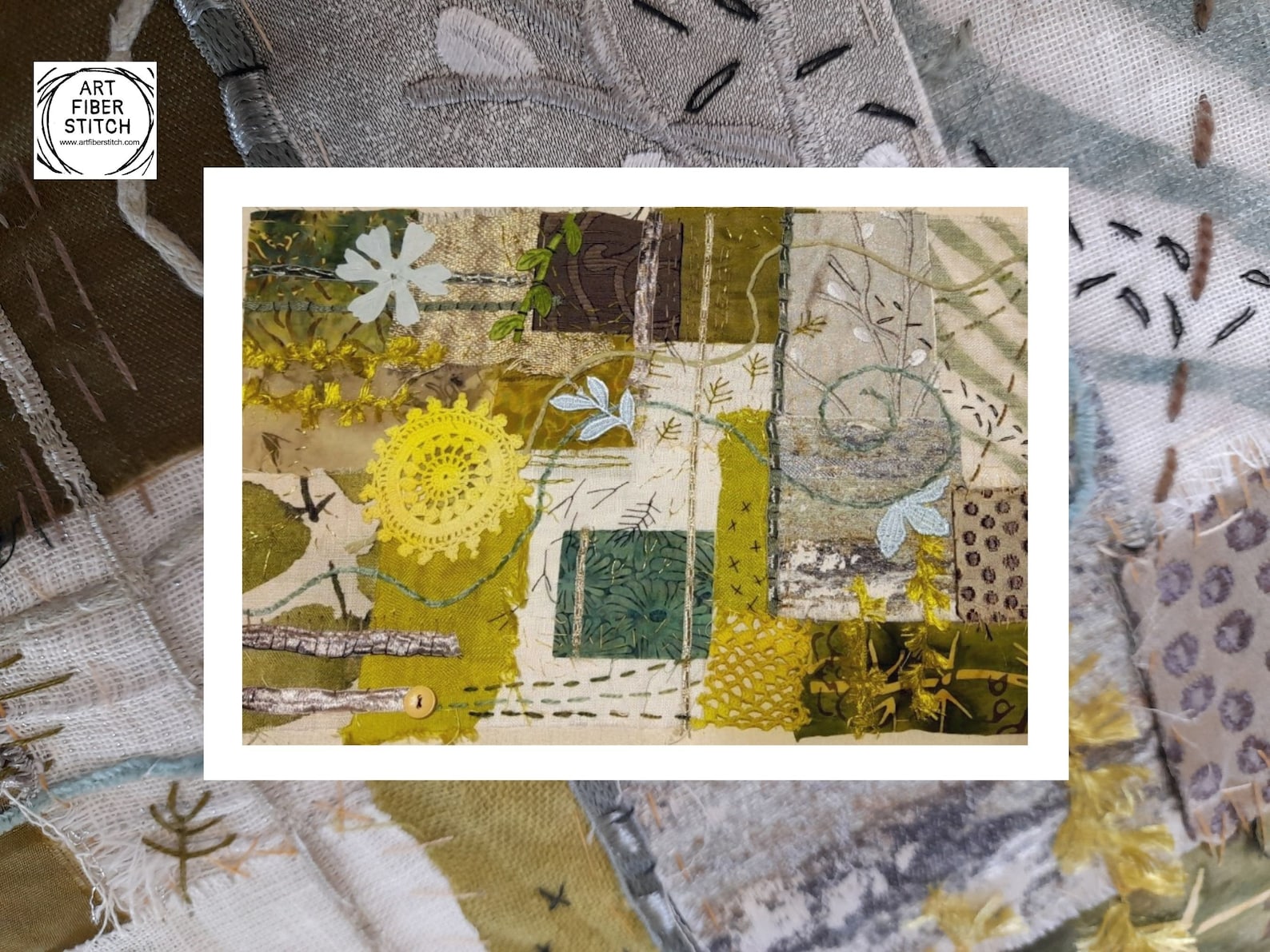 Fabric Collage Slow Stitching Kit: Textile Craft, Beginners Embroidery ...