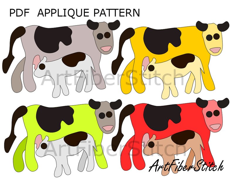 Cow PDF Applique Template Pattern Kids Sewing Instant Download - Etsy ...