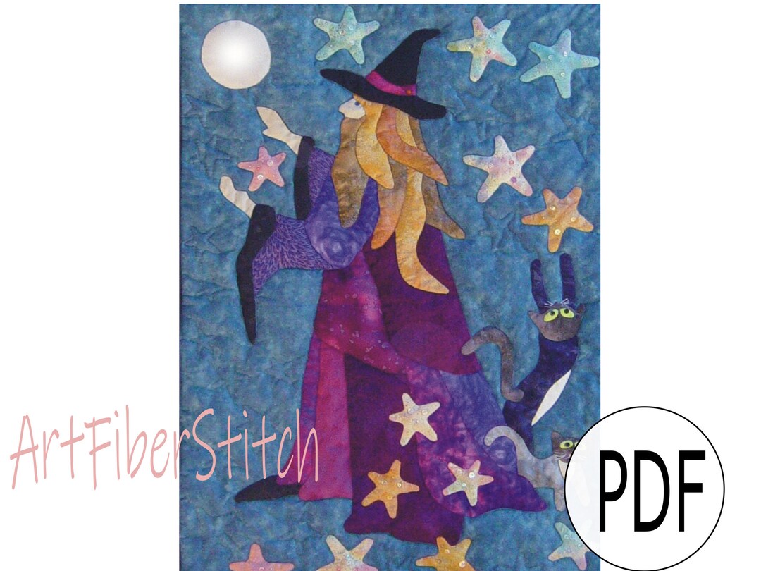 Wizard Quilt Pattern: Spellcaster Applique Wall Hanging (PDF Pattern ...